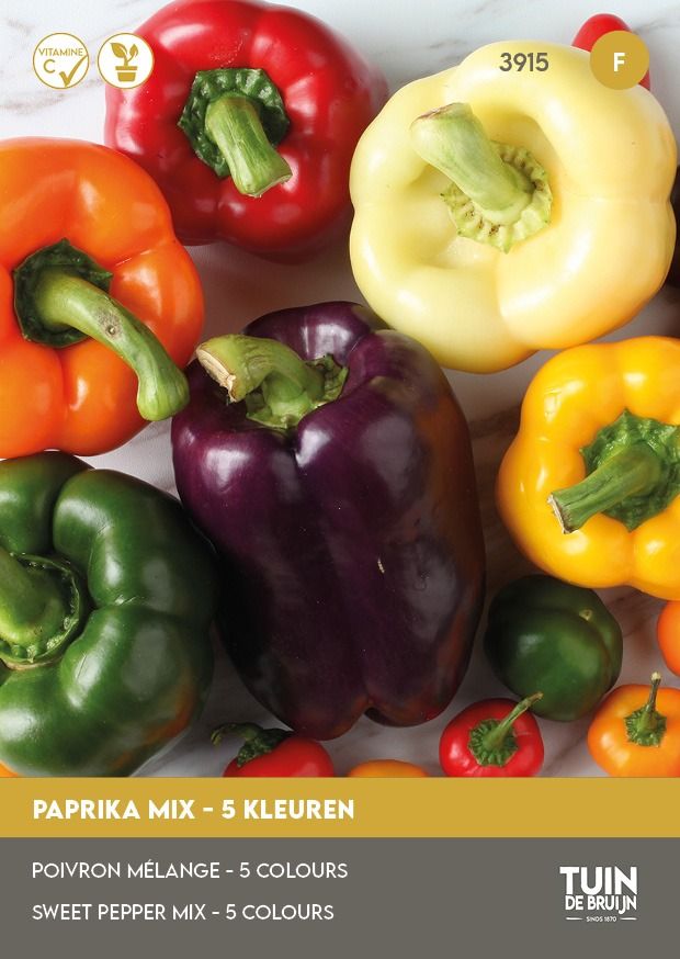 Paprika zadenmix 5 kleuren kopen | Kleurrijke paprika’s zaaien